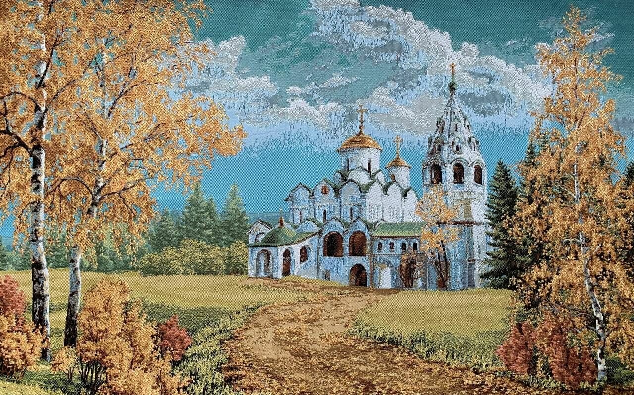 Гобелен, гобелен без рамы 34х55 см / "Дорога к храму"