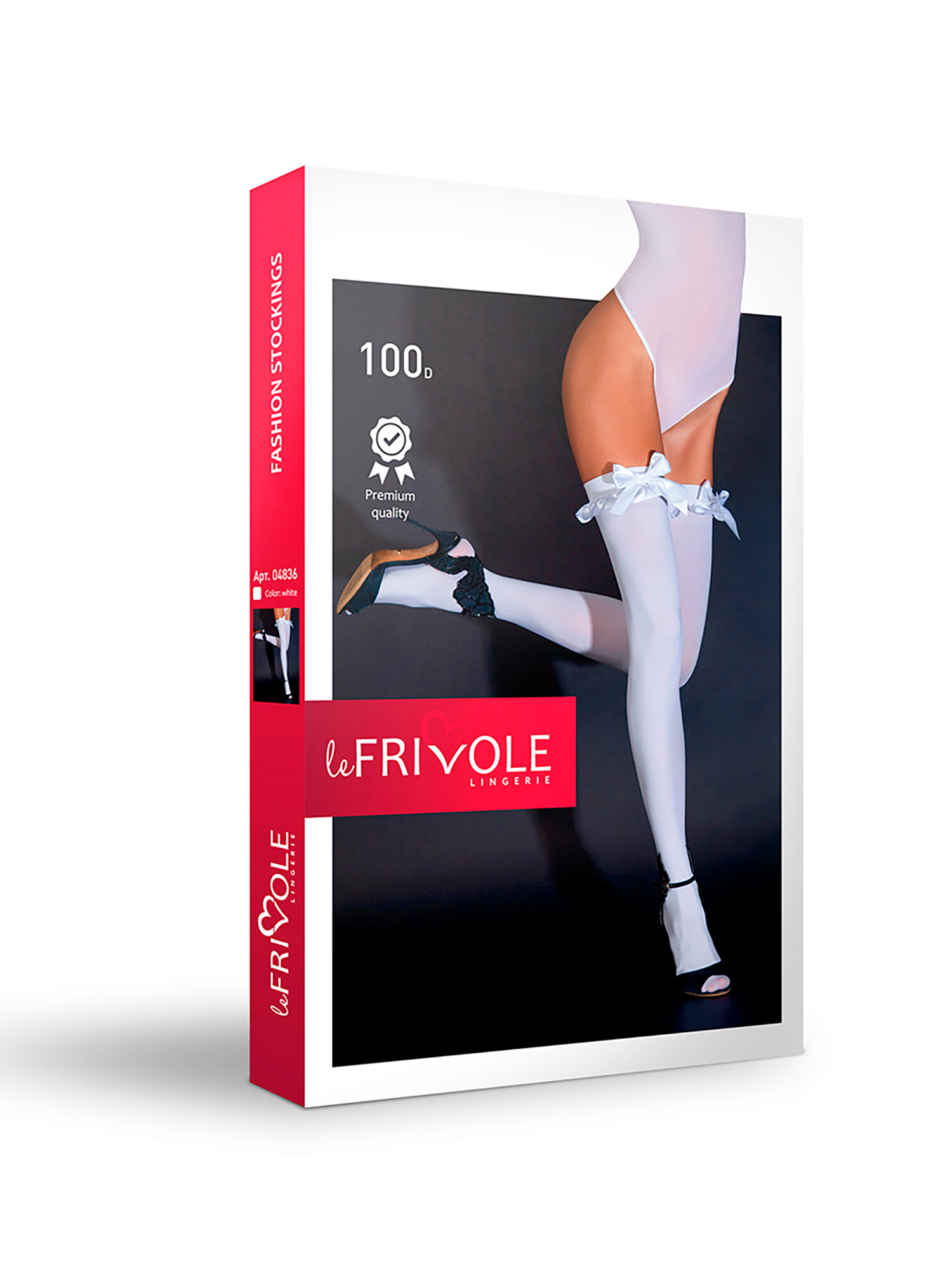 Le Frivole Sense Плотные чулки 100 den, белые. С атласными бантами. Размер S-M