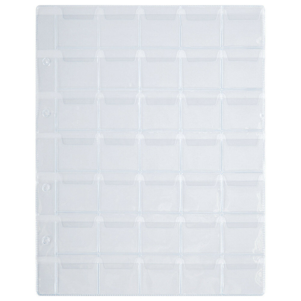 Листы-вкладыши для альбома "OPTIMA" на 35 монет d до 32 мм комплект 10 шт 200х250 мм ПВХ STAFF 238085 1 шт