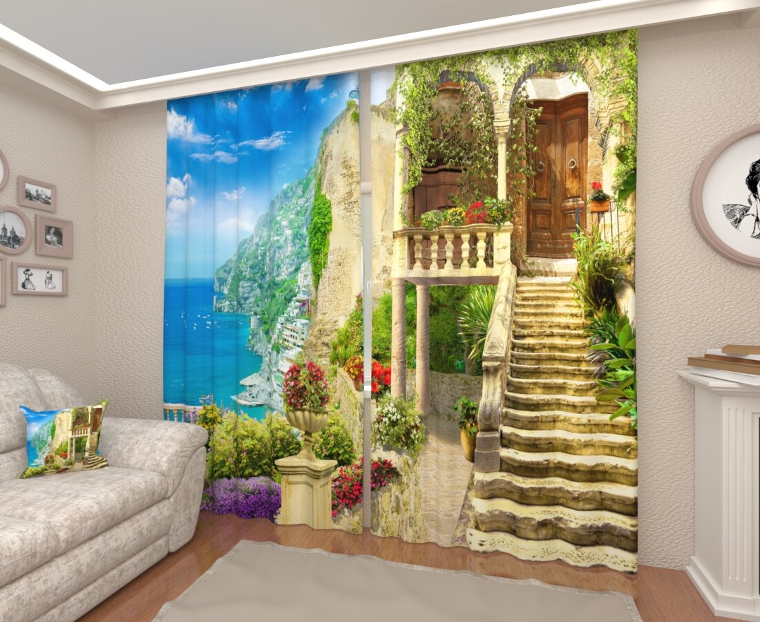 Фотошторы Арт Между небом и морем Габардин В: 260 см Ш: 2*145 = 290 см