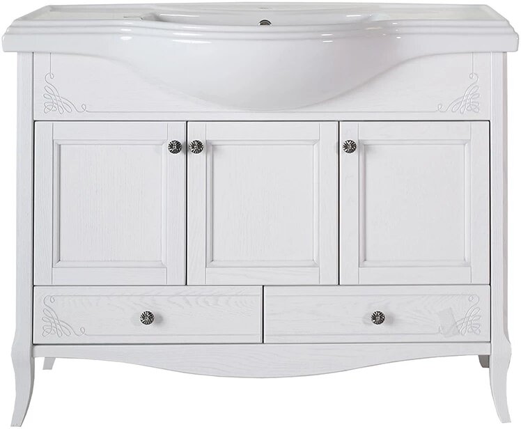 Тумба белый серебряная патина 102,6 см ASB-Woodline Салерно 9697 БС