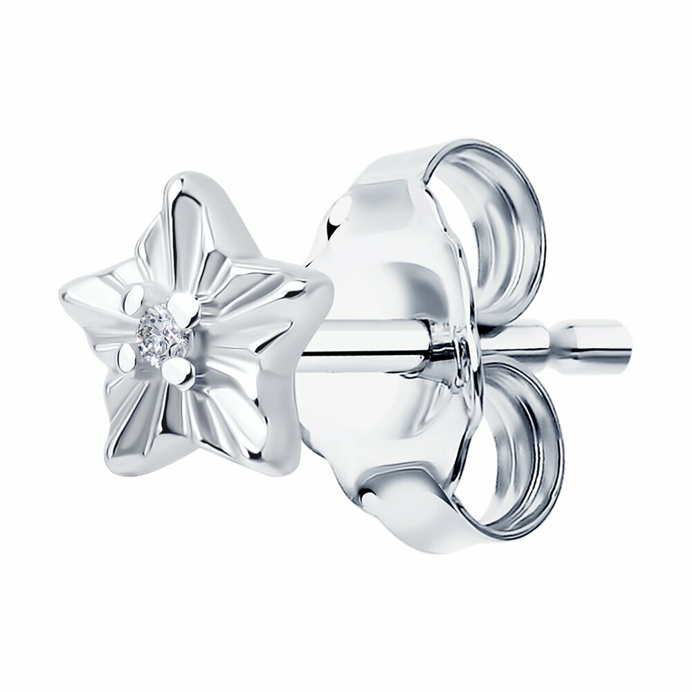 Моносерьга, серебро, 925 проба, родирование, фианит