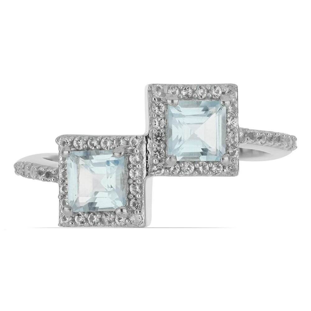 Кольцо, серебро, 925 проба, родирование, топаз