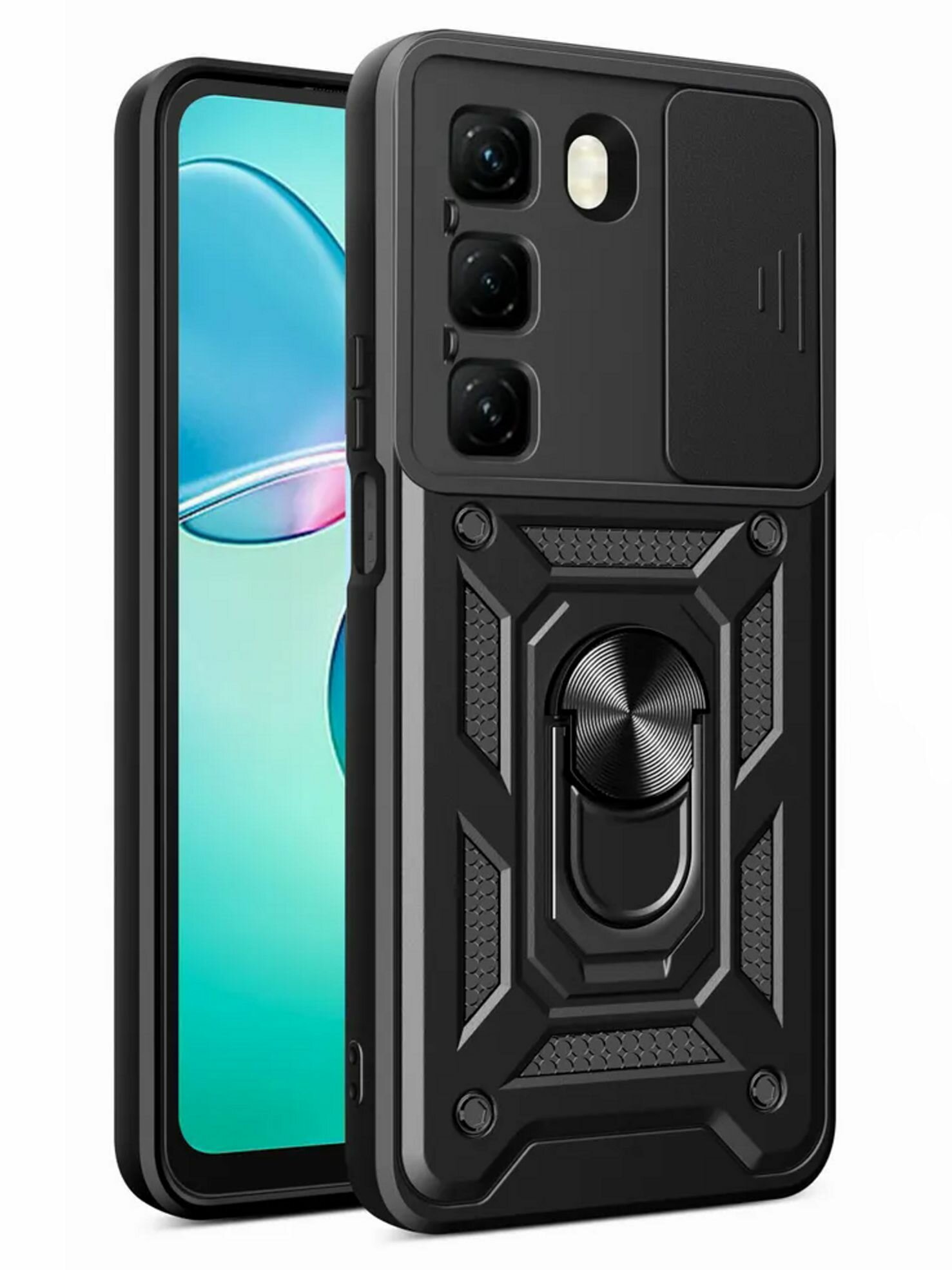 Чехол противоударный armors для Infinix Hot 50 4G / Инфиникс Хот 50 4G с защитой камеры (Черный)