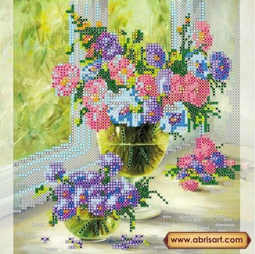Схема для вышивания бисером Лютики