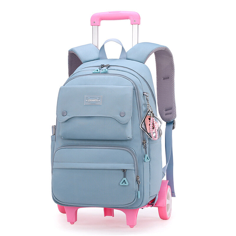 Рюкзак школьный Natural Fish, на колесиках, синий, нейлон, полиэстер, для начальной школы