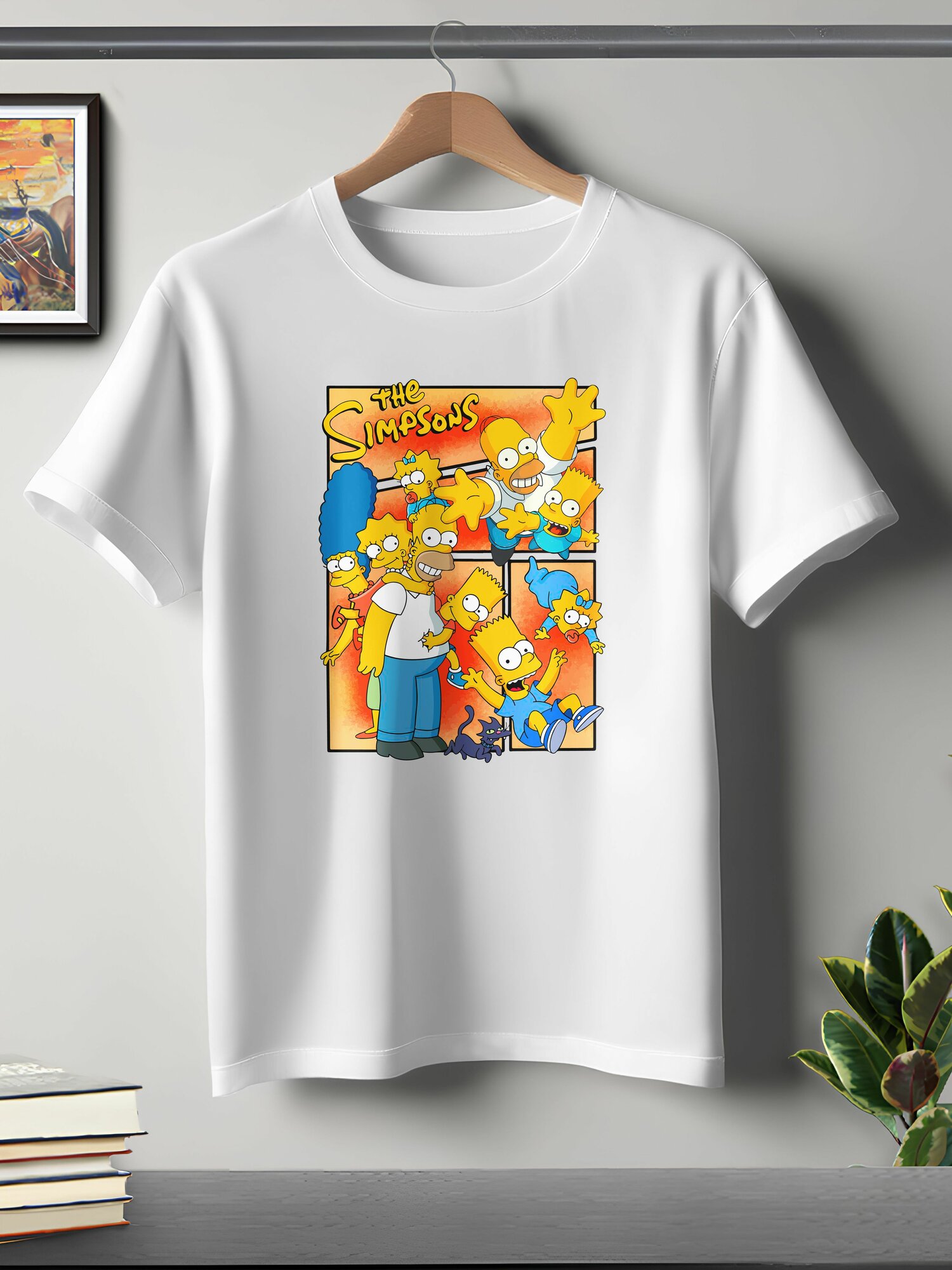 Футболка  Детская ONEQ 104 (4-5) размер с принтом Симпсоны, белая