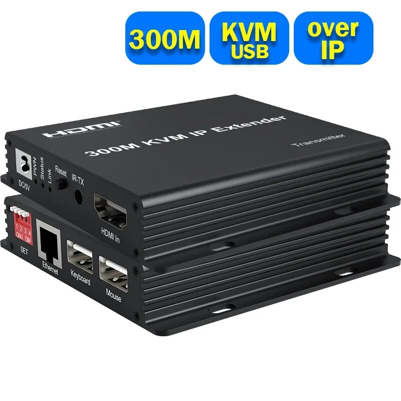 HDMI KVM-удлинитель 300м, Цвет: 1 TX and 1 RX, с EU Plug — фото 1