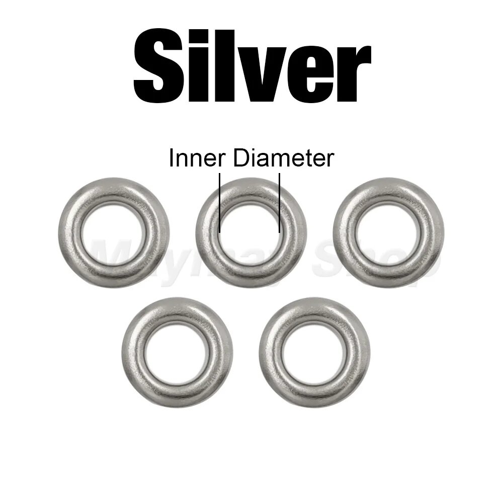 Металлические люверсы 4/5/6/8/10/12 мм Multicolor Серебряный, Silver, 10mm 40pcs