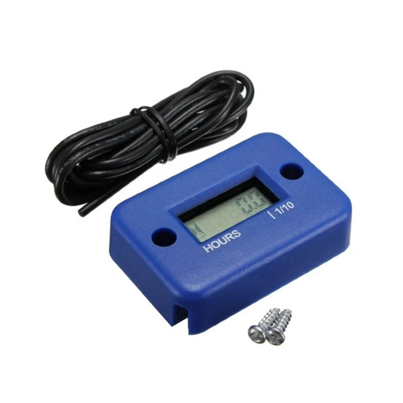Водонепроницаемый цифровой счетчик моточасов, 1 шт, ЖК-дисплей, для квадроциклов, мотоциклов, снегоходов, бензиновых лодок, генераторов Синий, blue