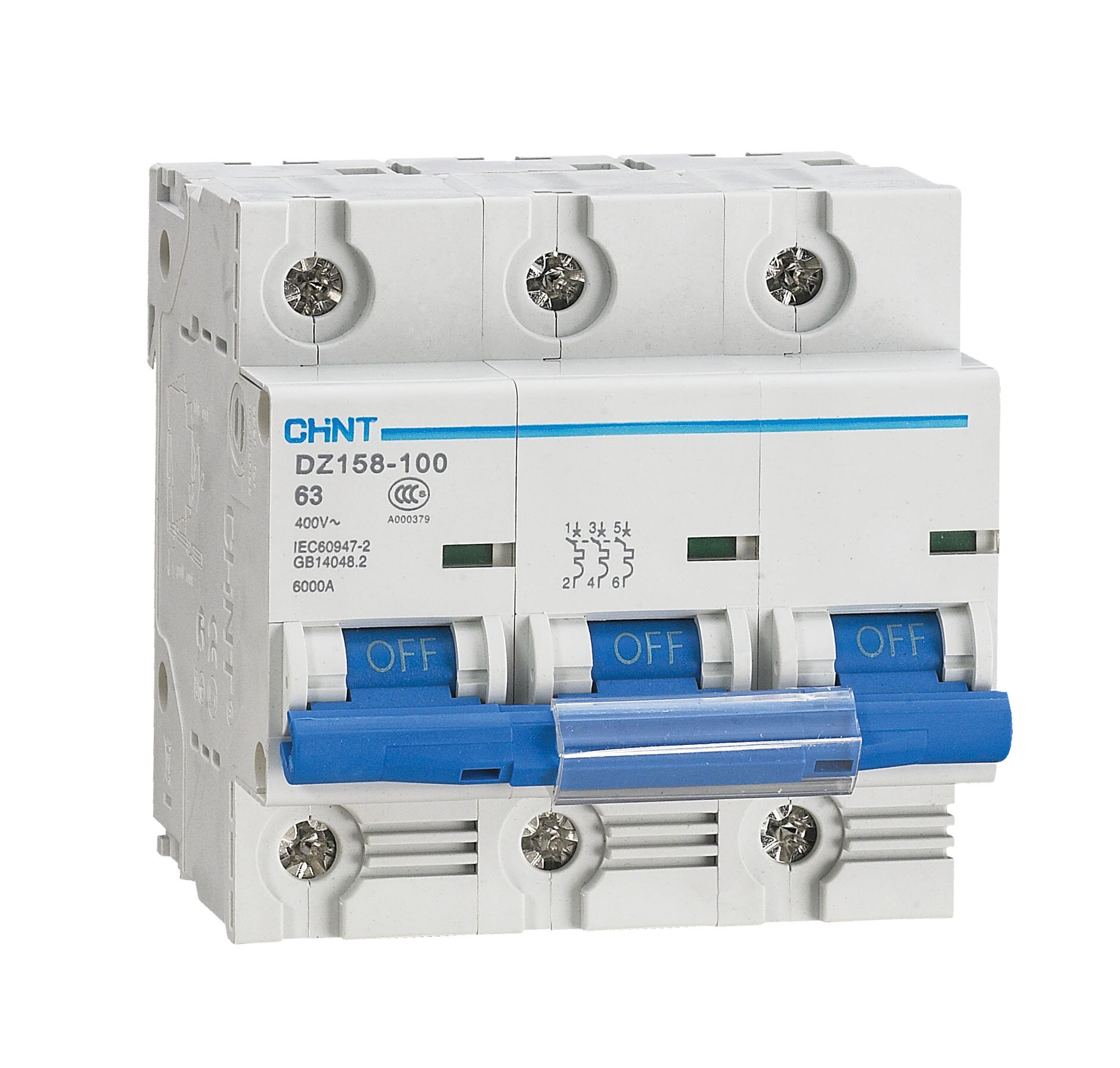 Автоматический выключатель (DIN-рейка) Chint DZ158-125H 3P, 125 А, 8–12 In тип, A кат, 10 кА [158109]