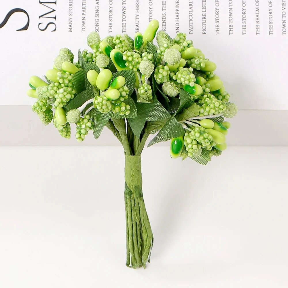 Искусственные цветы тычинки шелковые QIANHUAYU для рукоделия Зеленый, 144Pcs, Green