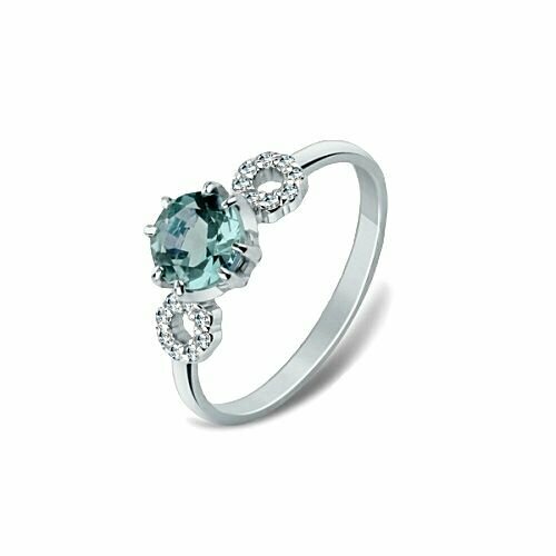 Перстень, серебро, 925 проба, родирование, фианит, Лондон топаз