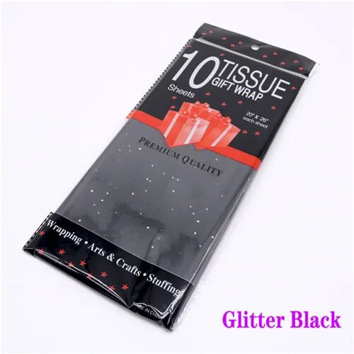 Крафтовая бумага для декорирования 10 листов Черный, Glitter black