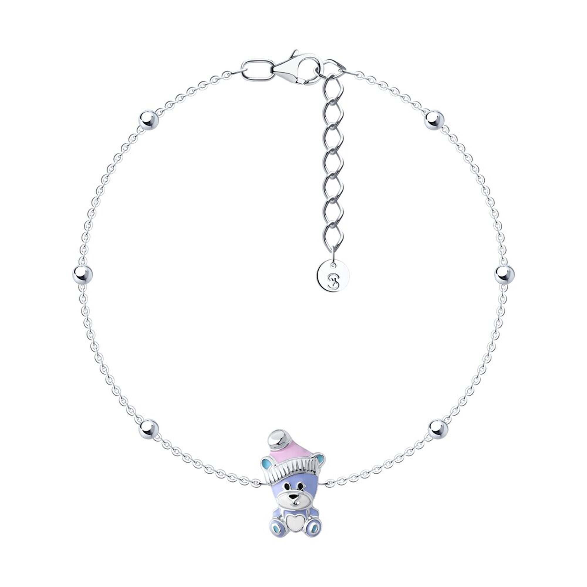 Браслет, серебро, 925 проба, родирование, эмаль