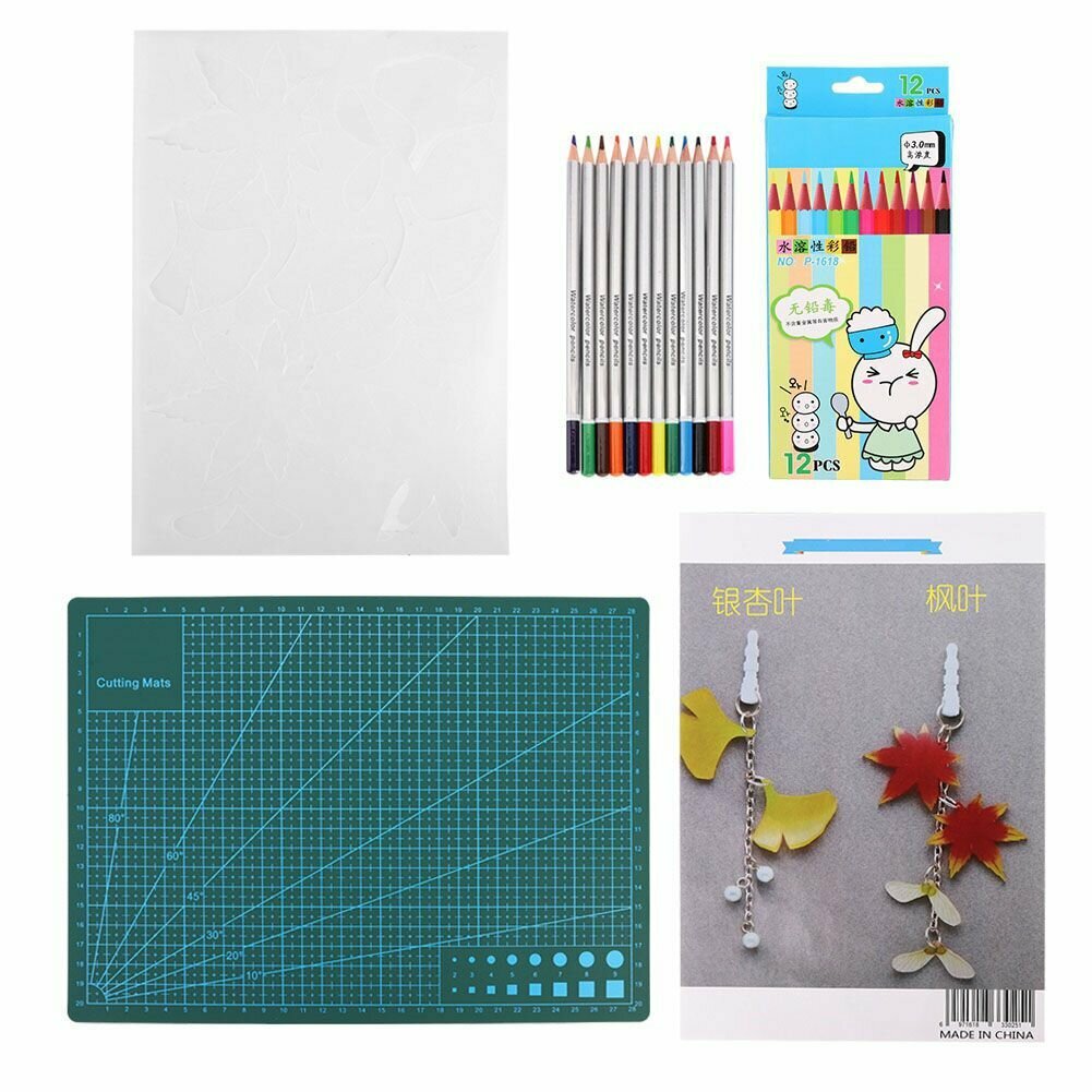 Термоусадочный лист сделай сам , клен, форма гинкго, разделочная доска формата А4, аксессуары для рукоделия ручной работы сделай сам