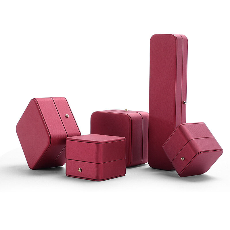 Подарочная коробка Hongtai EB01701, натуральная кожа, винно-красная, для украшений