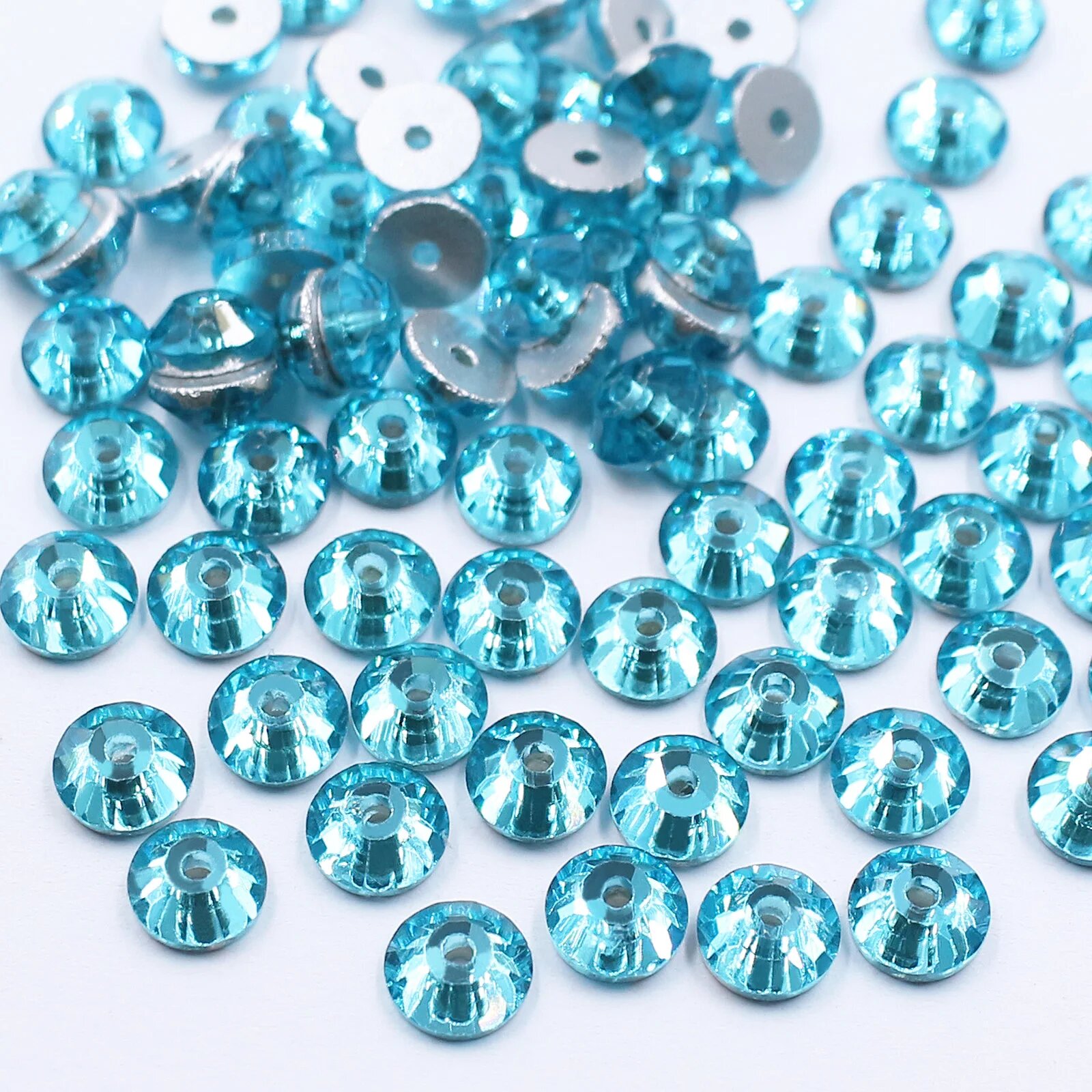 Стразы для шитья blue zircon 3-6 мм, 100 шт