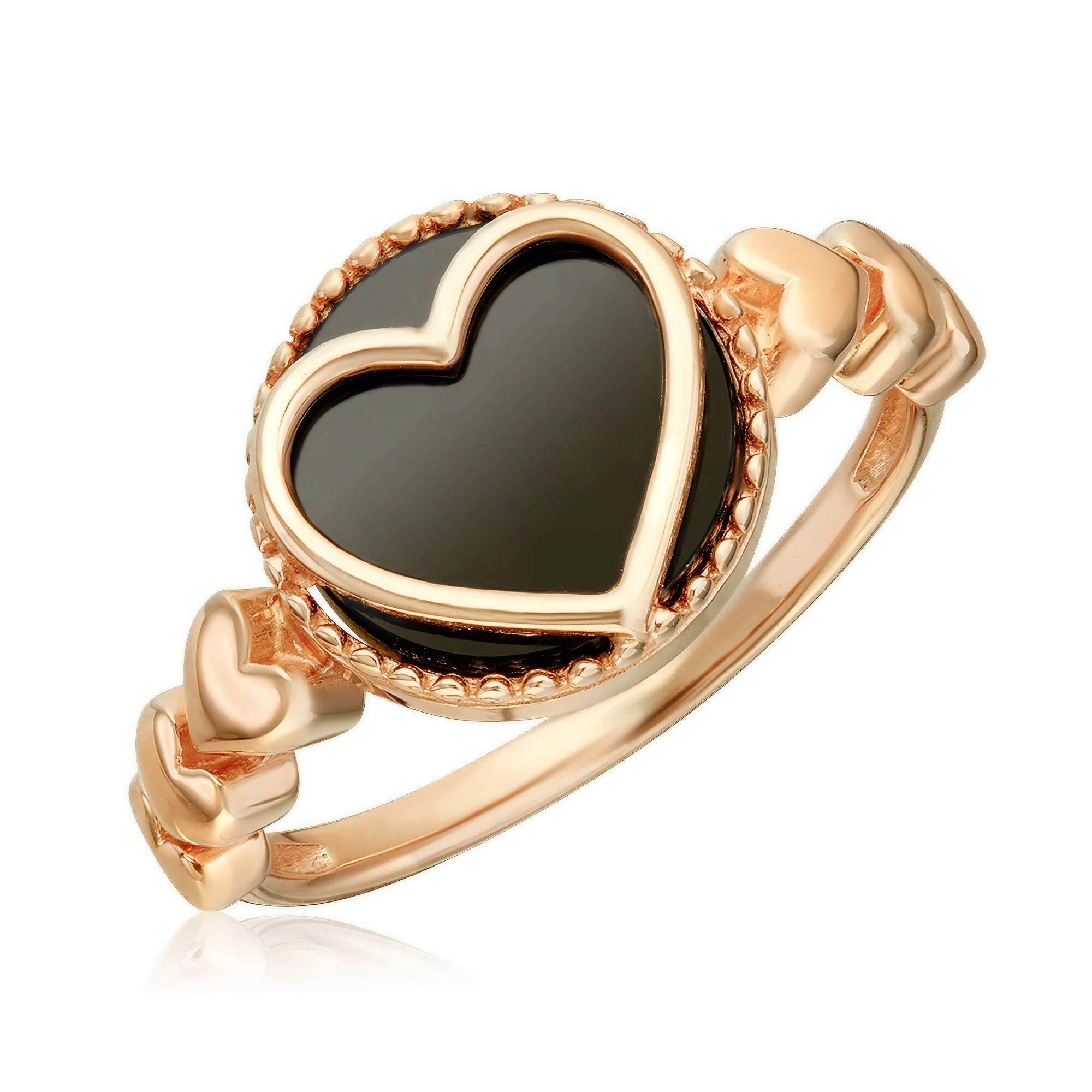 Кольцо, красное золото, 585 проба, оникс