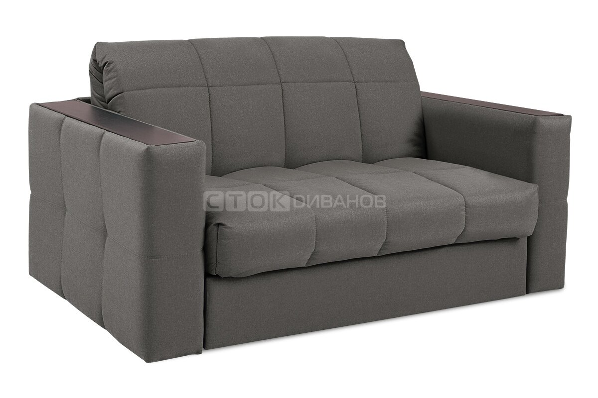 Диван Сток Диванов Альберт, серый велюр, 155 см, механизм аккордеон на металлокаркасе