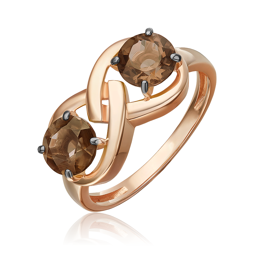 Кольцо, красное золото, 585 проба, кварц