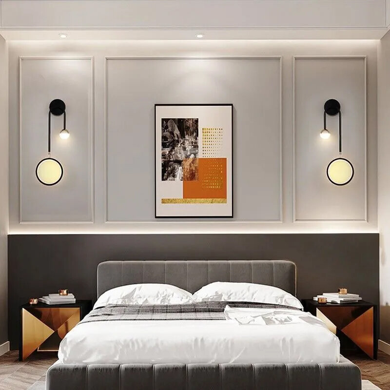 Осветительные приборы - 2 черных настенных бра - Окружающее освещение спальни- GM lighting