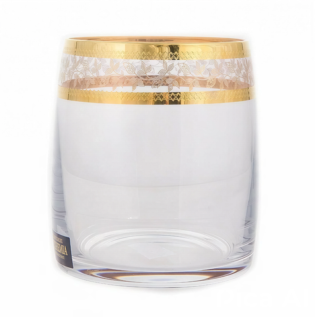Стаканы Crystalite Bohemia Идеал "Золотые листики", для виски, 290мл, 6шт