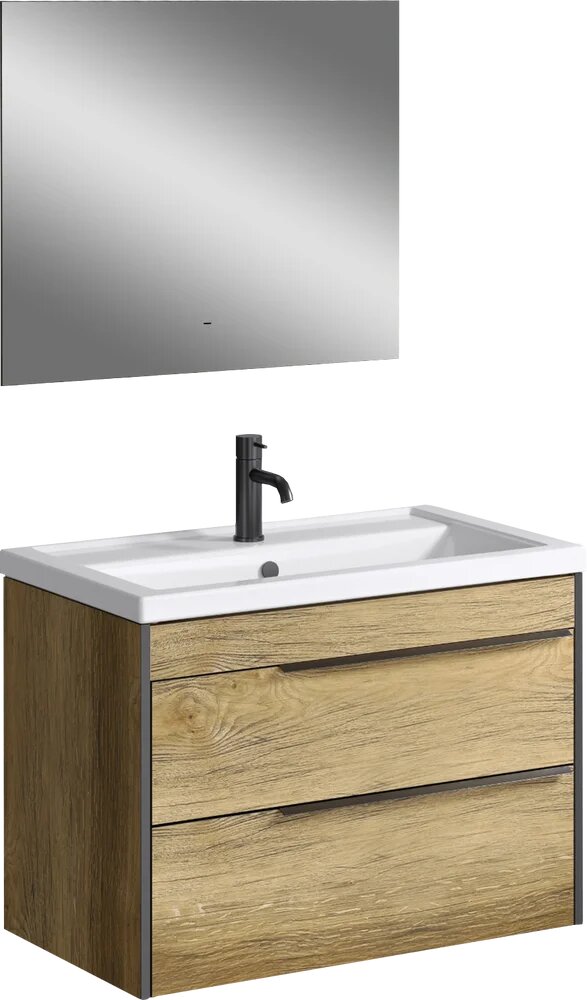 Мебель для ванной комнаты Aqwella Fargo 80 дуб балтийский, зеркало DIWO Элиста