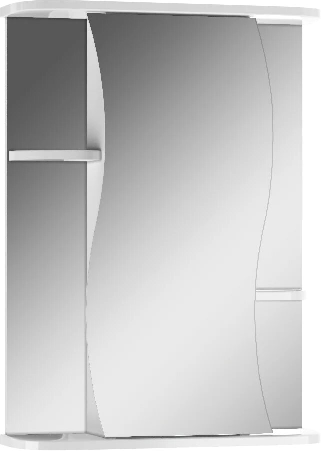 Зеркало-шкаф Айсберг Волна 2-50 R с боковыми полками, 51, 6 см, белое, в современном стиле, зеркало настенное в ванную