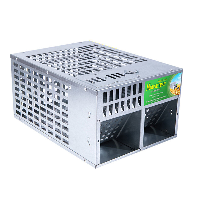 Мышеловка Полностью автоматическая прочная металлическая большая ручка с двойной дверью Высокобезопасная мышеловка большого размера с 2 дверцами (11,8x8,7x5,9 дюйма)