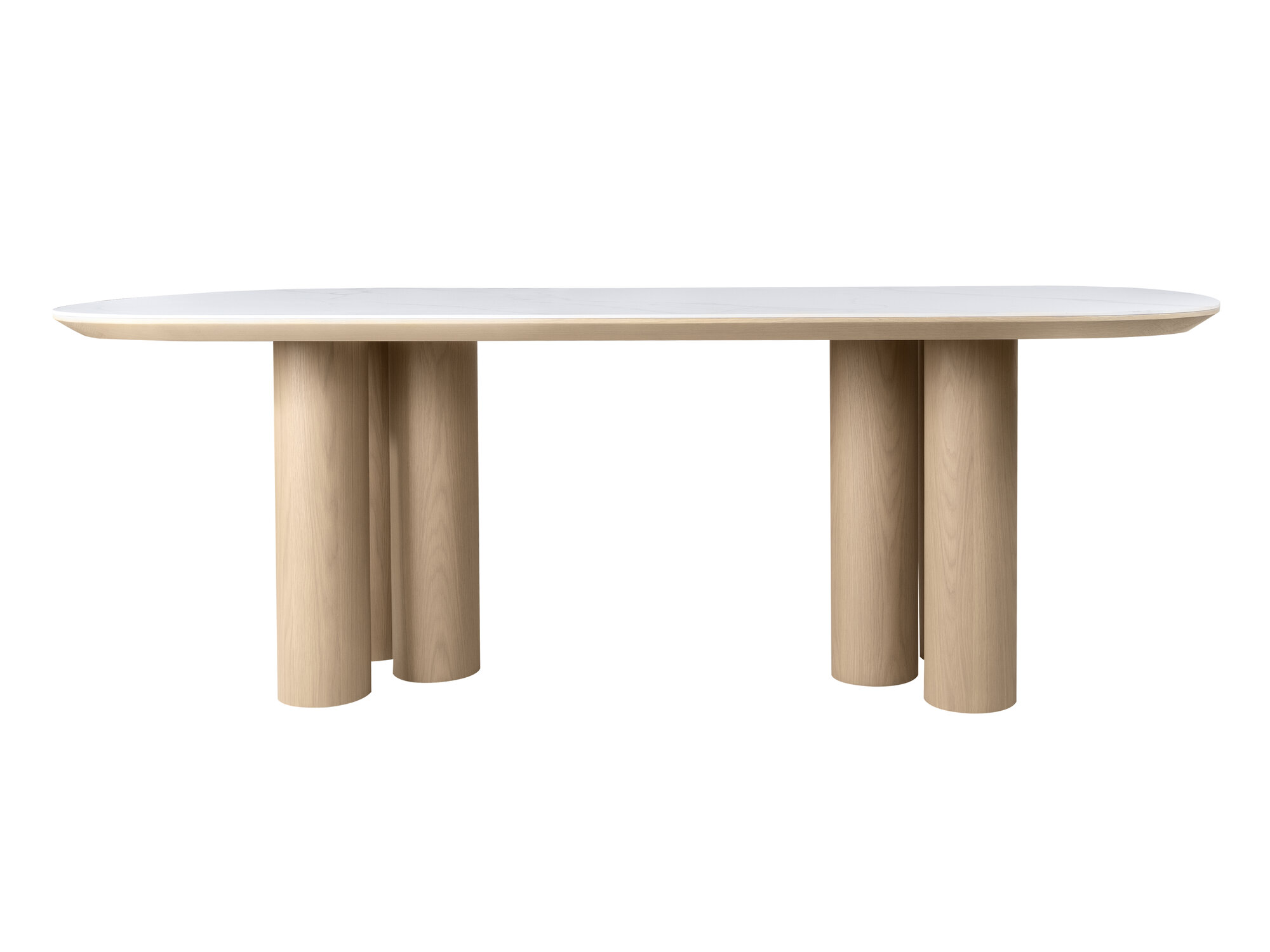 Стол обеденный прямоугольный Бромо, керамическая столешница, Столешница - МДФ, Шпон дуба, Керамика белого цвета,