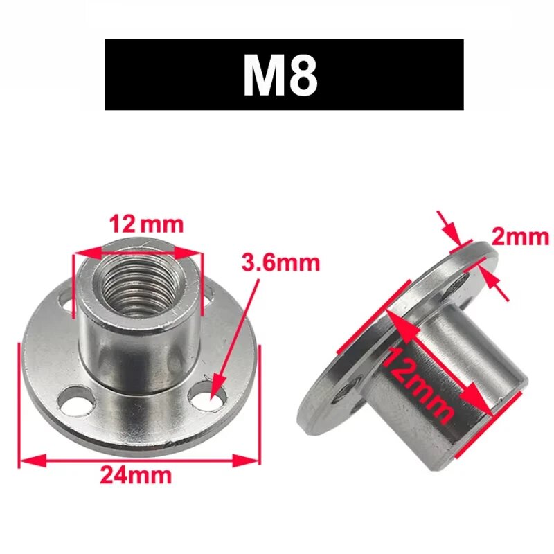 Фланцевая муфтовая гайка M3 M4 M5 M6 M8 45# сталь M6