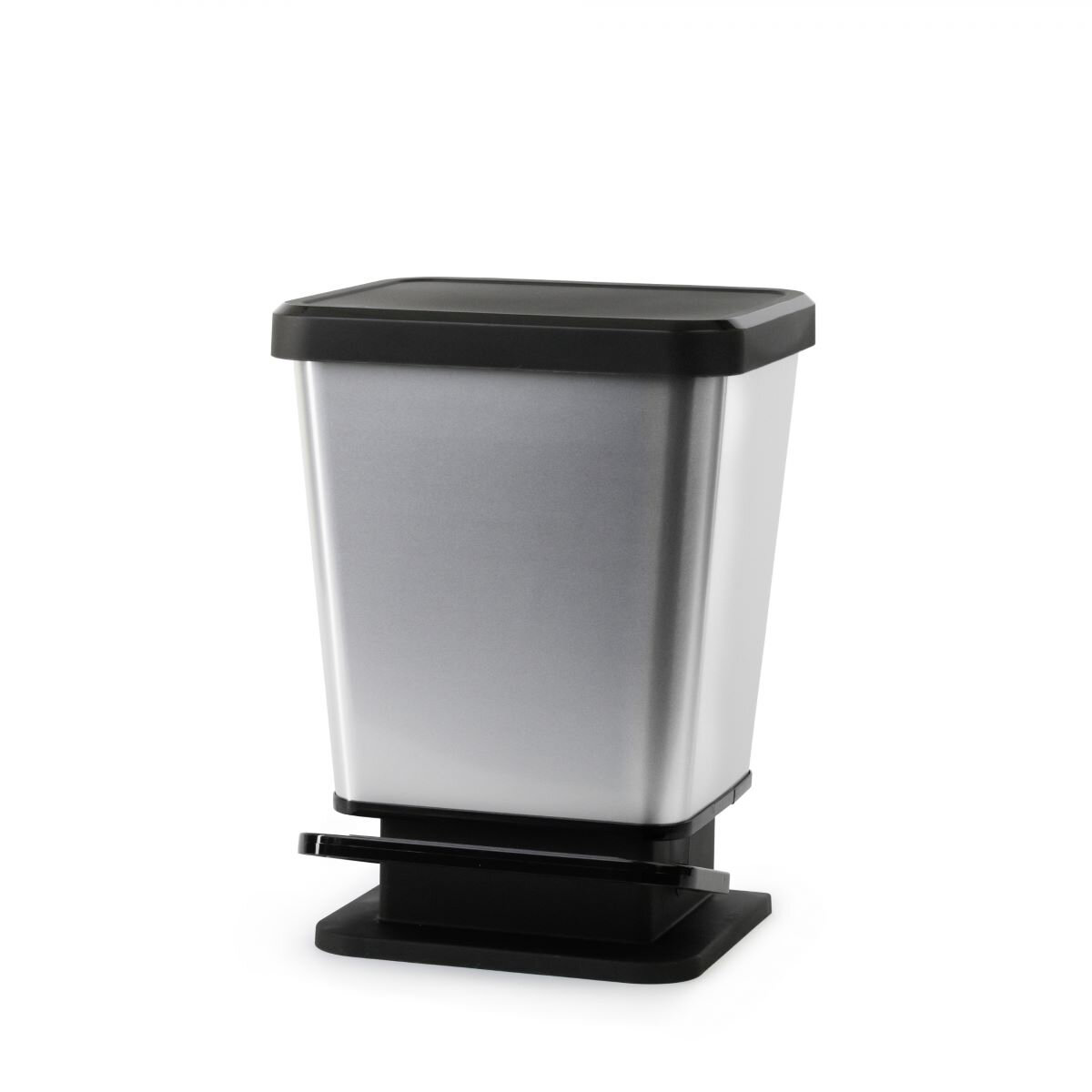 Контейнер для мусора с педалью Альтернатива Металл, 20 л, серебристый металлик