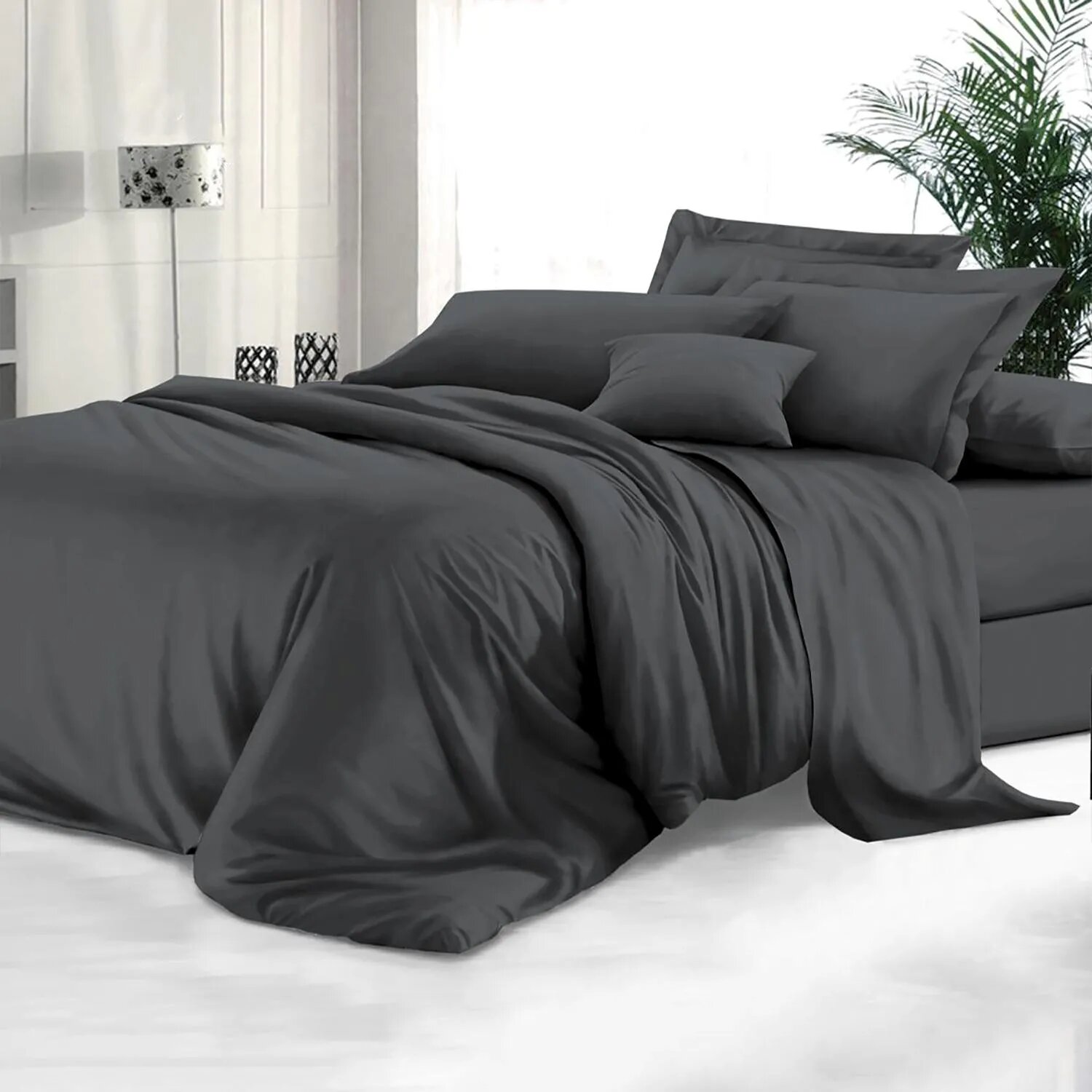 Постельное белье 1.5сп FELICITA микросат(н.70х70-2шт)-1171 Графитовый эскиз