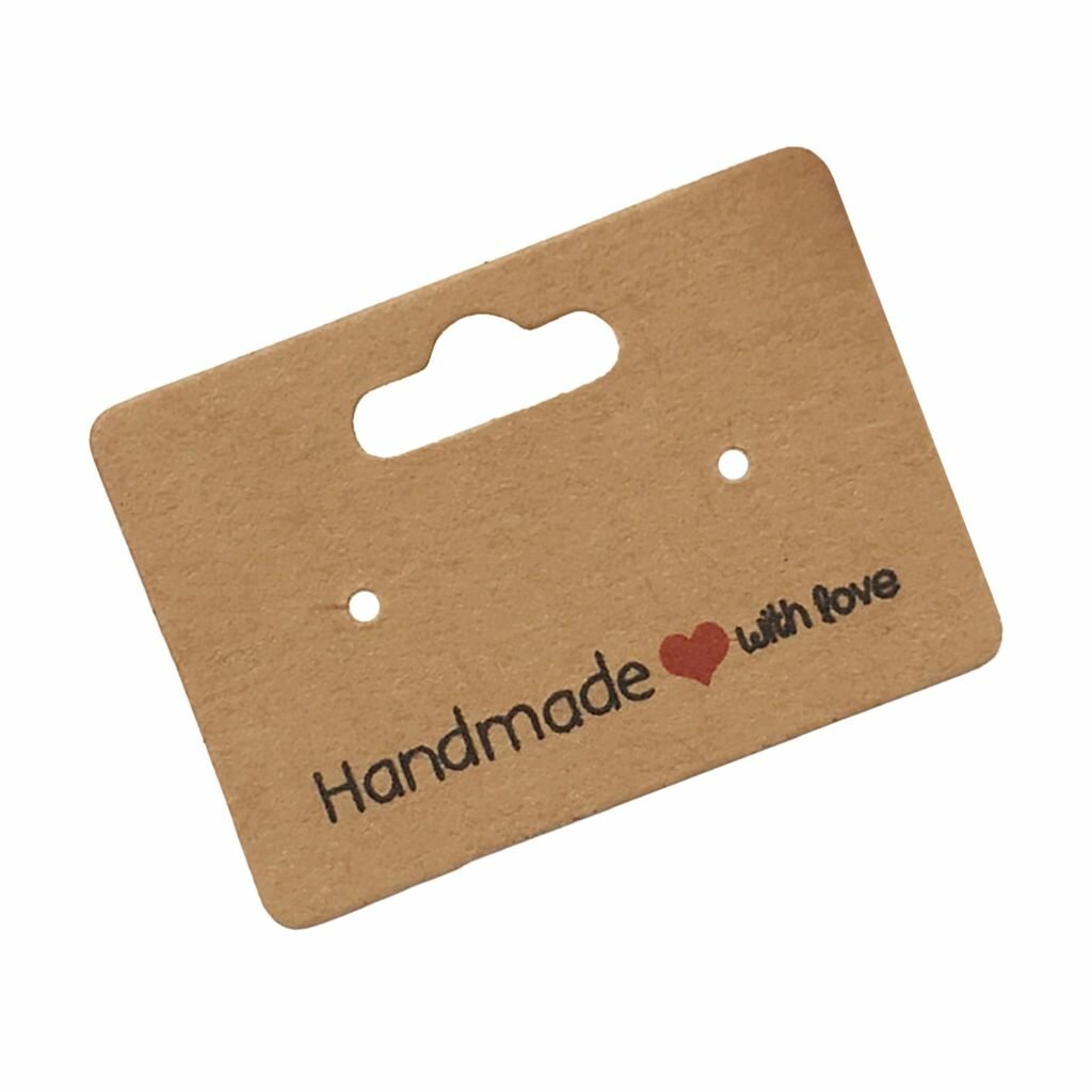 100 шт, картонная открытка для сережек-коричневый