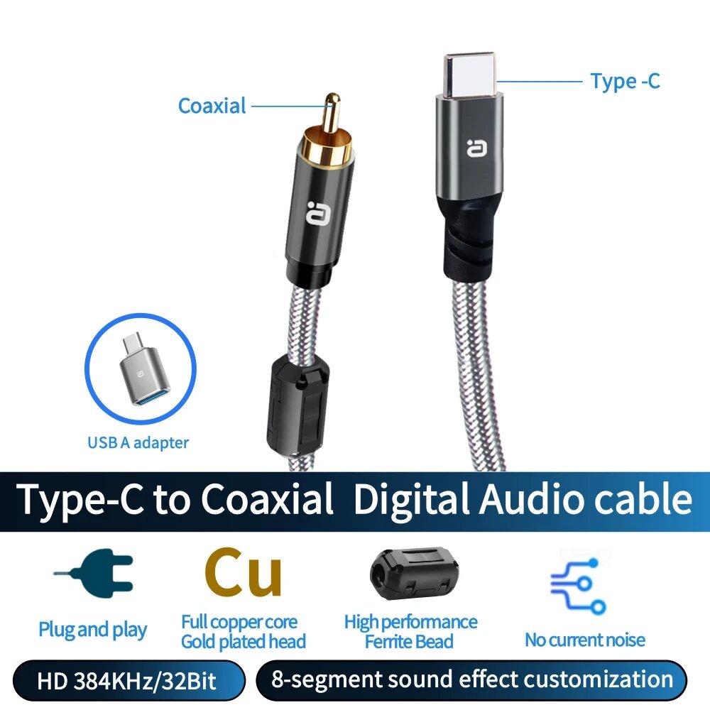 AYINO Type-C на коаксиальный кабель, 1 м, USB A to Coax