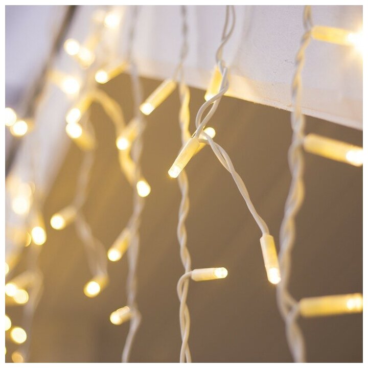 Гирлянда Бахрома, размер 5х0,5 м, соединяемая, мерцающая - Цвет свечения: Белый + Теплый белый. IP65. 220В. ый