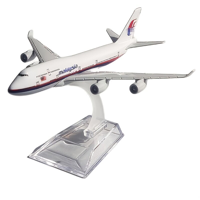 Металлическая коллекционная модель самолета B747, 6,1 дюйма, с прозрачной подставкой, сине-красно-белая расцветка