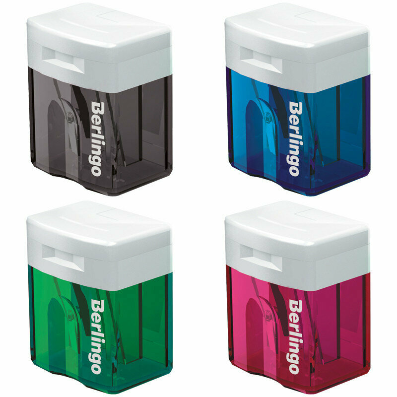 Точилка пластиковая Berlingo "Perfect" 1 отверстие, контейнер, ассорти, 173612