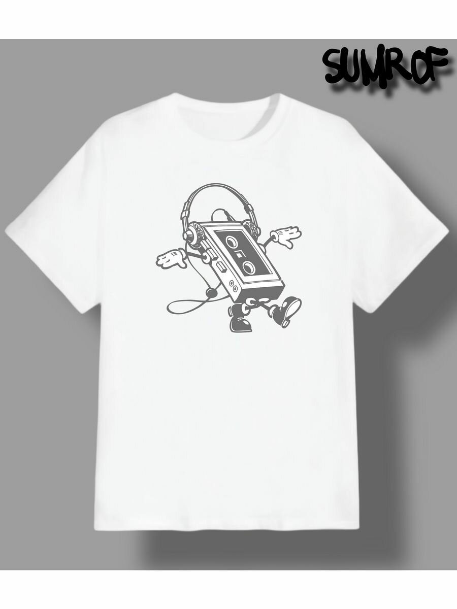 Футболка музыка плеер в наушниках 90ые