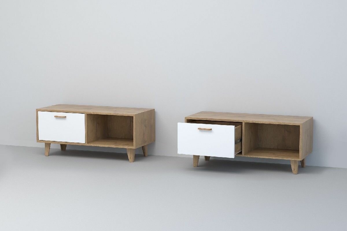 Тумба "ЭГО" Т-4 (НГ) Дуб Крафт Золотой/Белый Глянец