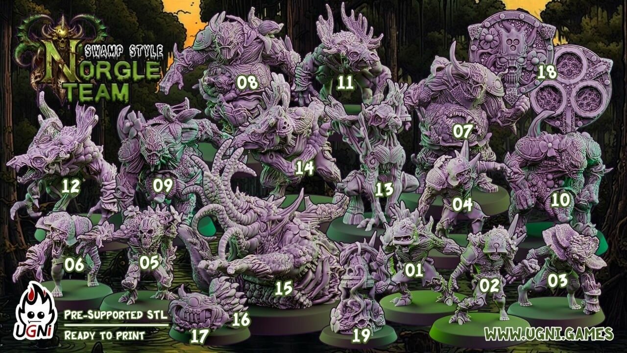 Набор миниатюр Warhammer Blood Bowl Nurgle Team Swamp Bases