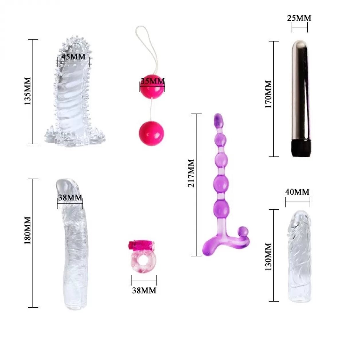 Набор для любовных игр BAILE Health Care Product Co.Ltd. Fantasy Kit, 7 предметов, фиолетовый