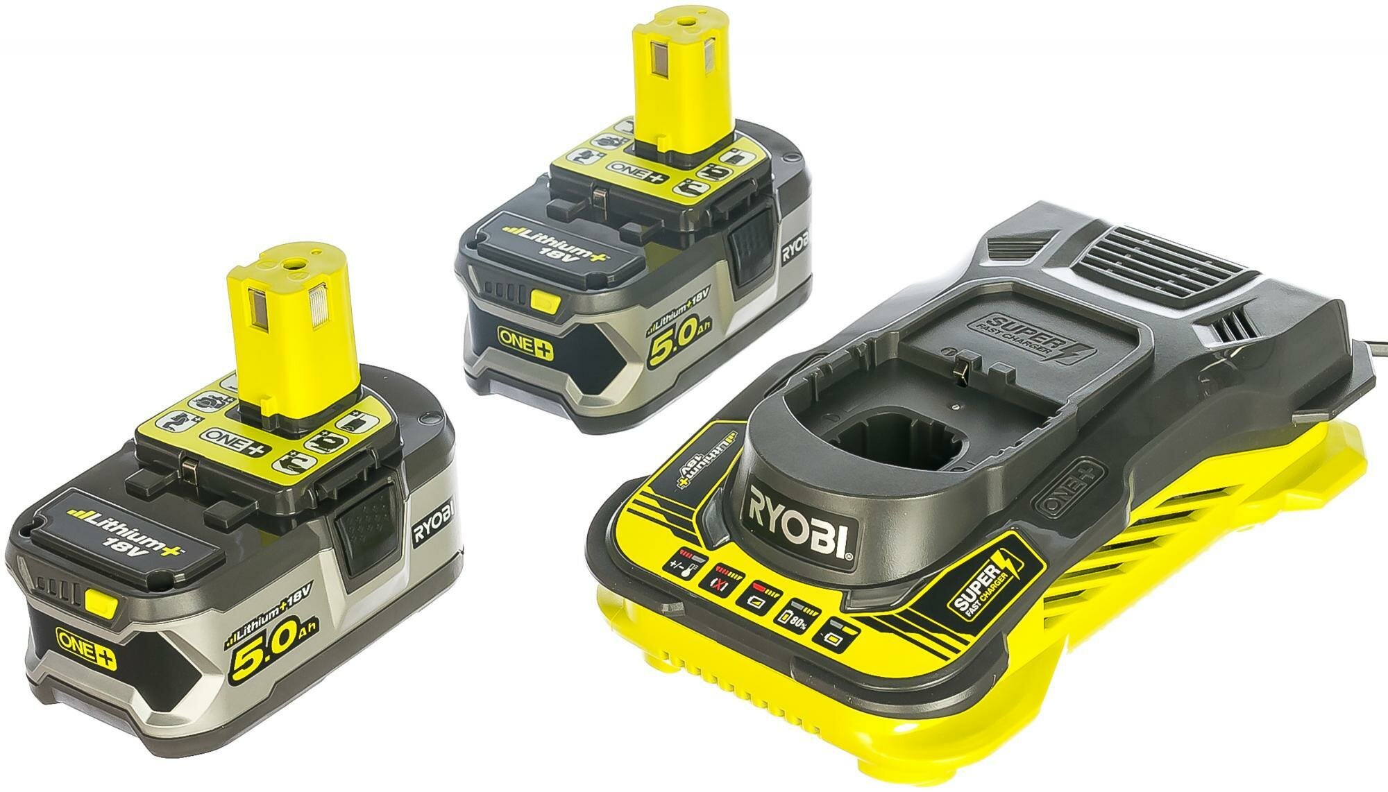 Набор Ryobi ONE+ RC18150-250 5133004422 аккумулятор (18 В; 5.0 A*ч; Li-Ion) 2 шт. и зарядное устройство RC18-150