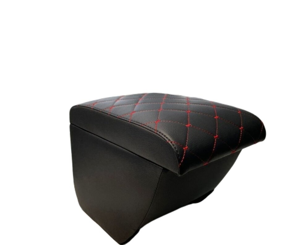 Подлокотник Kia Rio 3/Кия Рио 3 (2011-2017) эко-кожа ромб красный/лёгкая установка