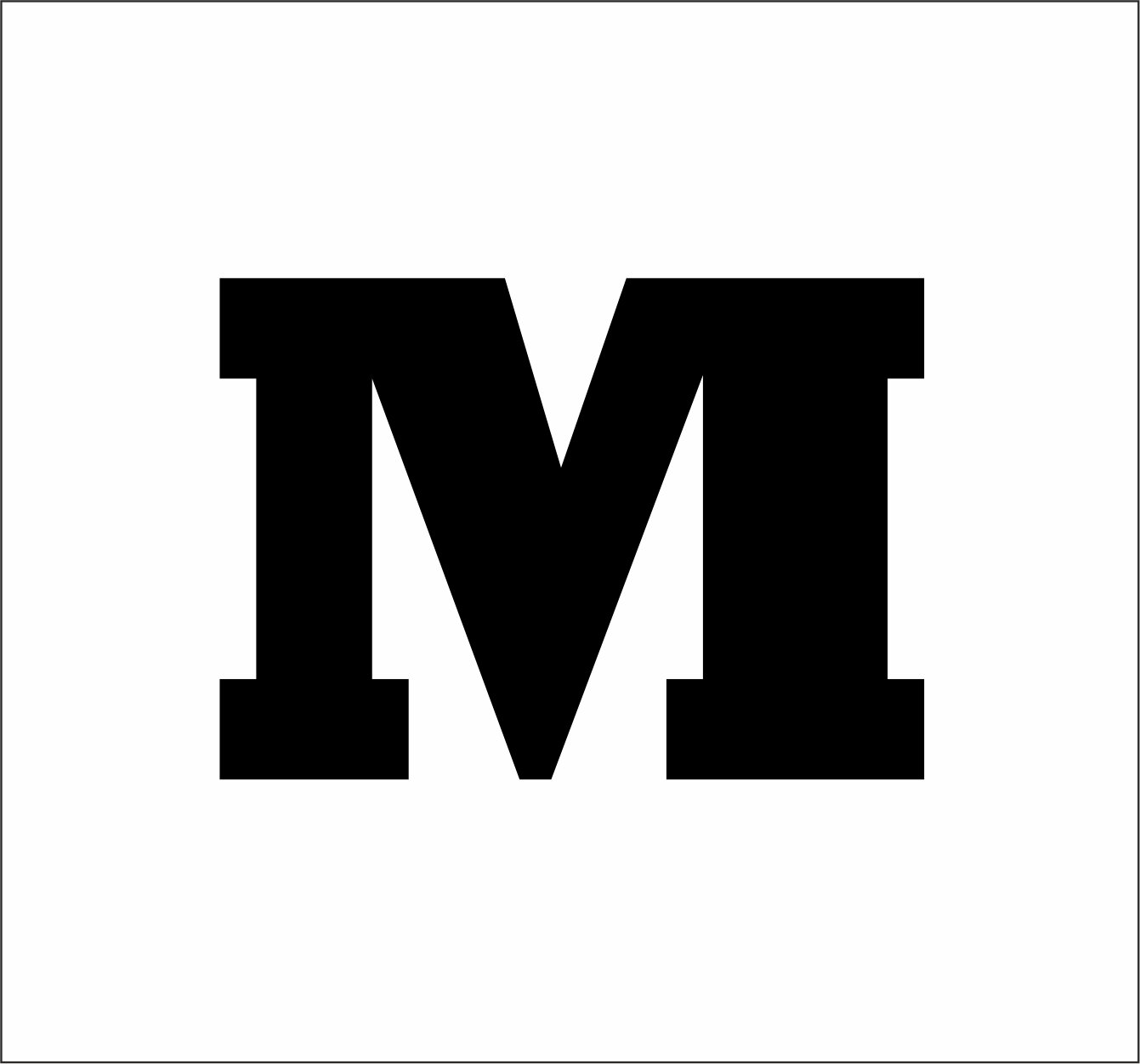 Буква М из акрила для вывесок 7 см / шрифт 6 черный