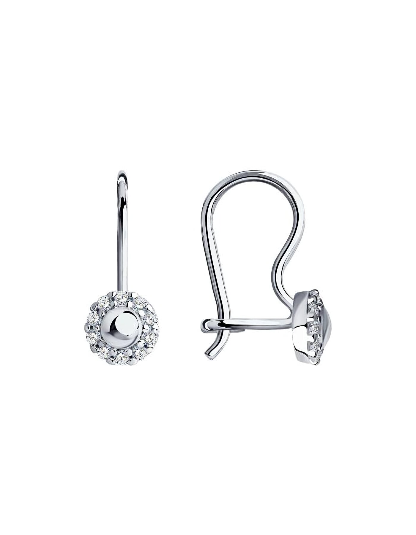 Серьги, серебро, 925 проба, родирование, фианит