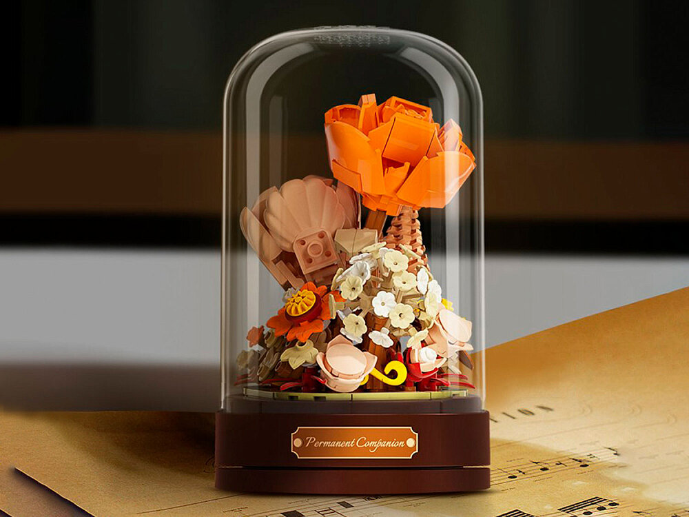 Конструктор JAKI JK2673 Конструктор Бежевые цветы в колбе