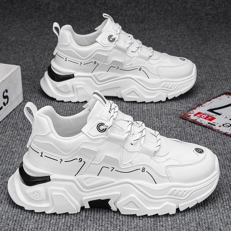 LUO Обувь мужская Летняя для подростков Белая толстая подошва тренд/CCC10 white