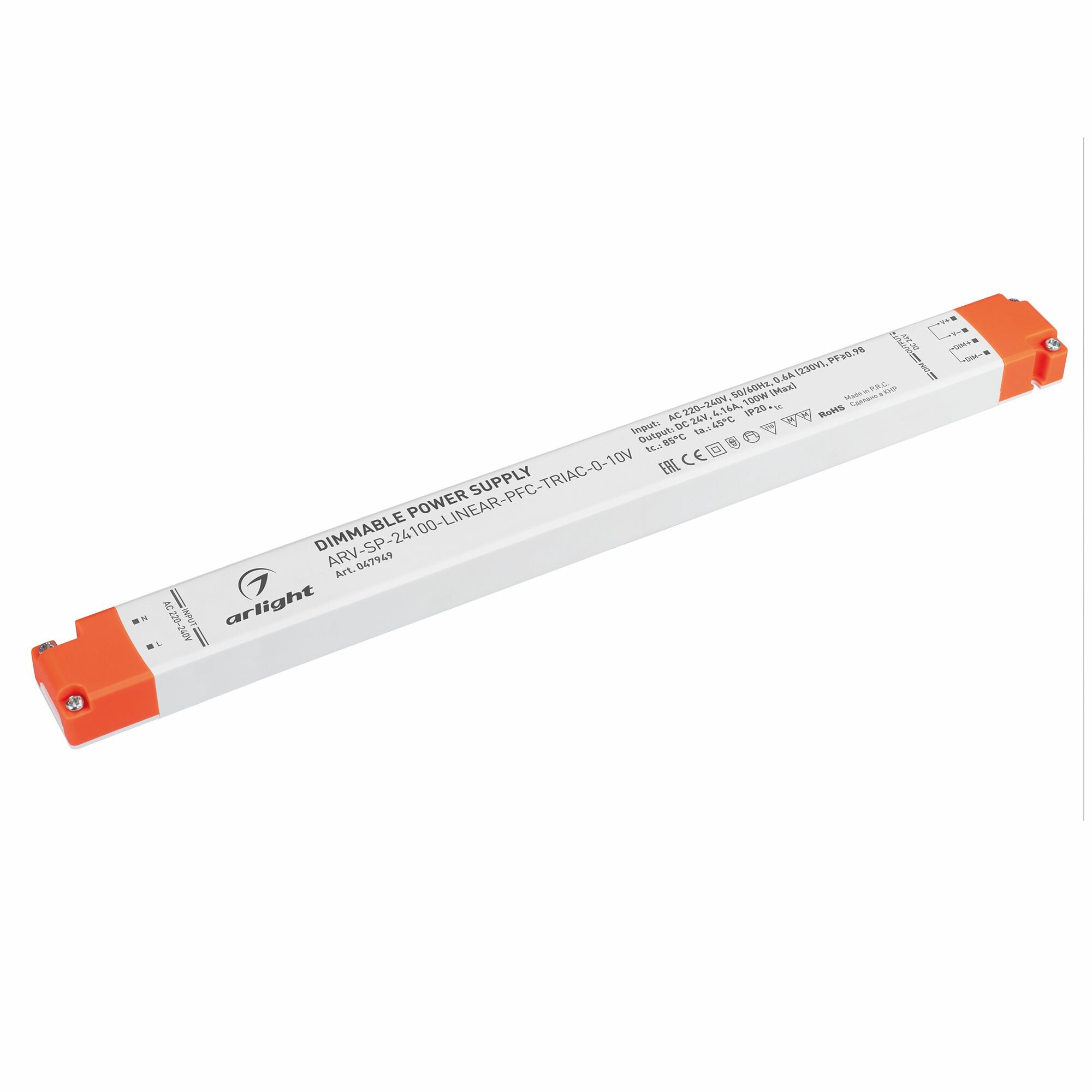 Блок питания ARV-SP-24100-LINEAR-PFC-TRIAC-0-10V (24V, 4.16A, 100W)